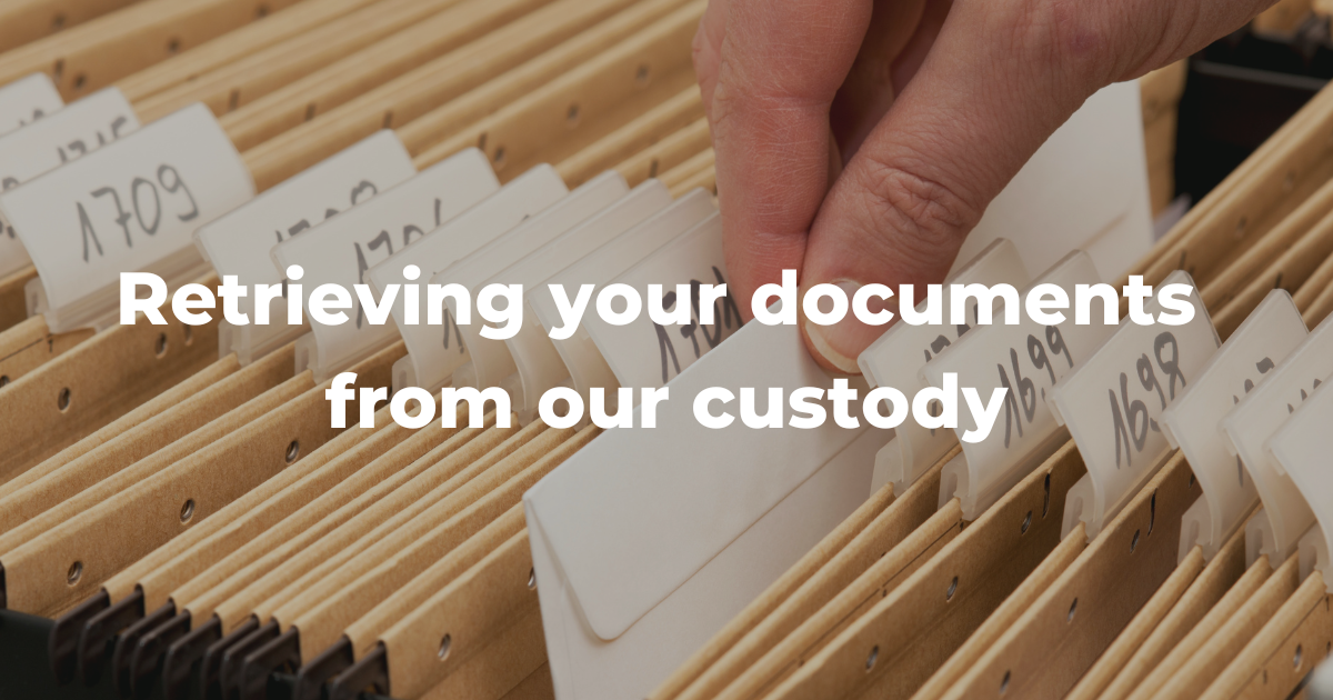 Retrieving your documents from our safe custody | Sproal